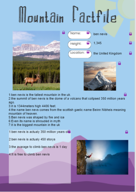 Mountain Fact Files | Windy Nook Primary School